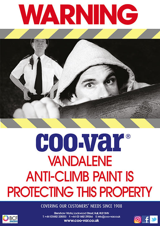 Coo-Var Anti-Climb Paint Warning Sign - A4 Weather-Proof | UK Delivery ...