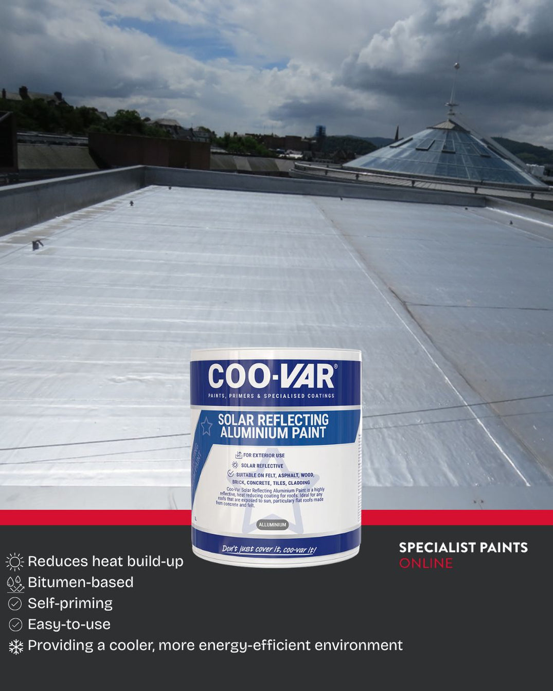 Solar Reflecting Aluminium Paint - Heat Reducing Roof Coating | Coo-Var ...