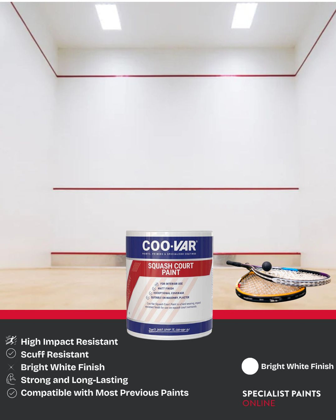 Squash Court Wall Paint - Professional Matt White | Coo-Var ...